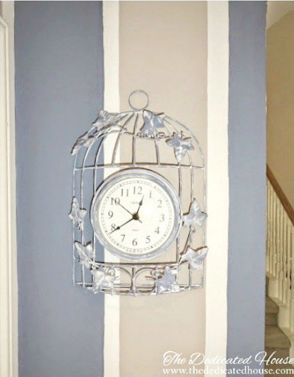 Repainted Kitchen Clock - Blue and White - The Dedicated House